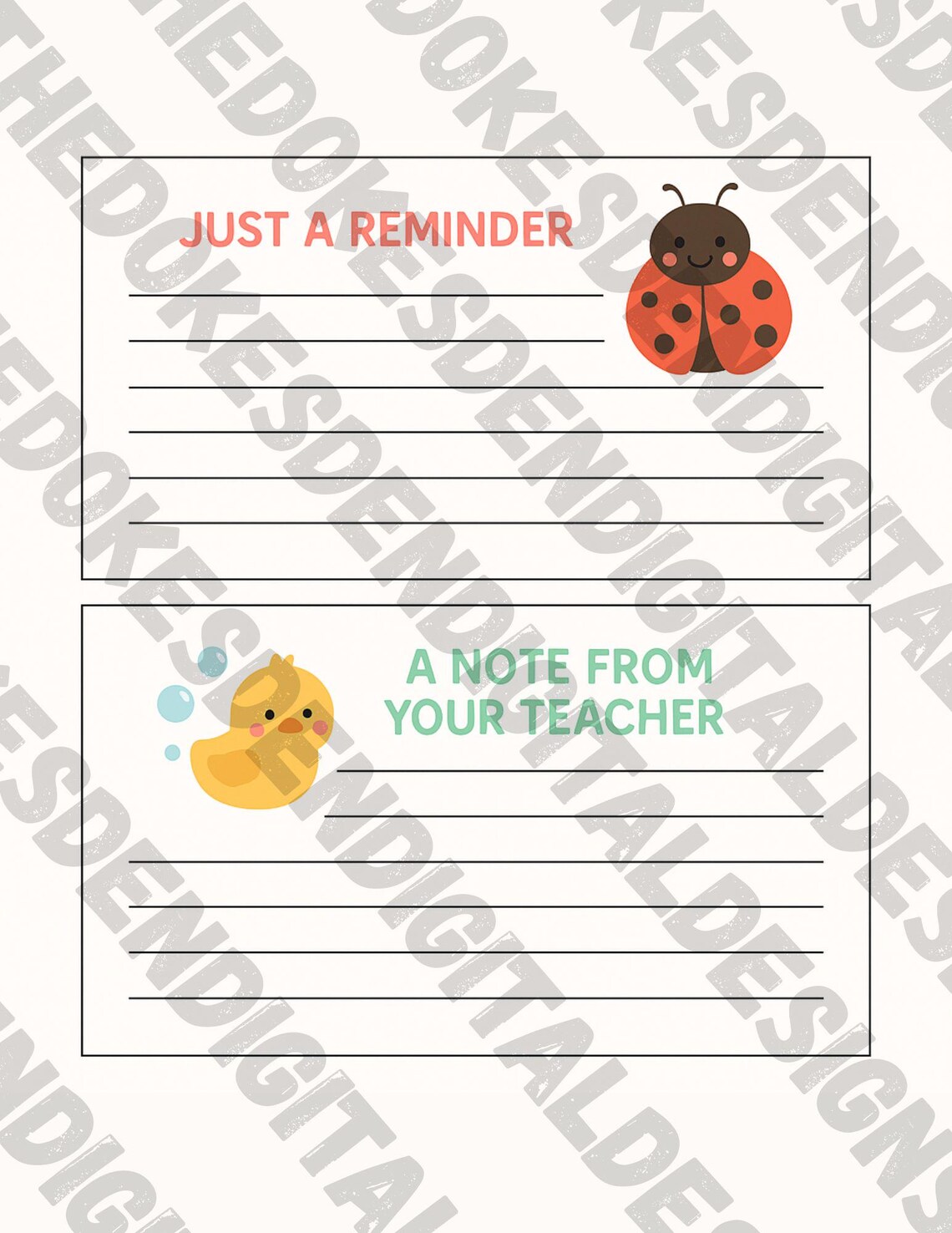 Printable Teacher Note Cards | Home Communication Templates (PDF) - Etsy