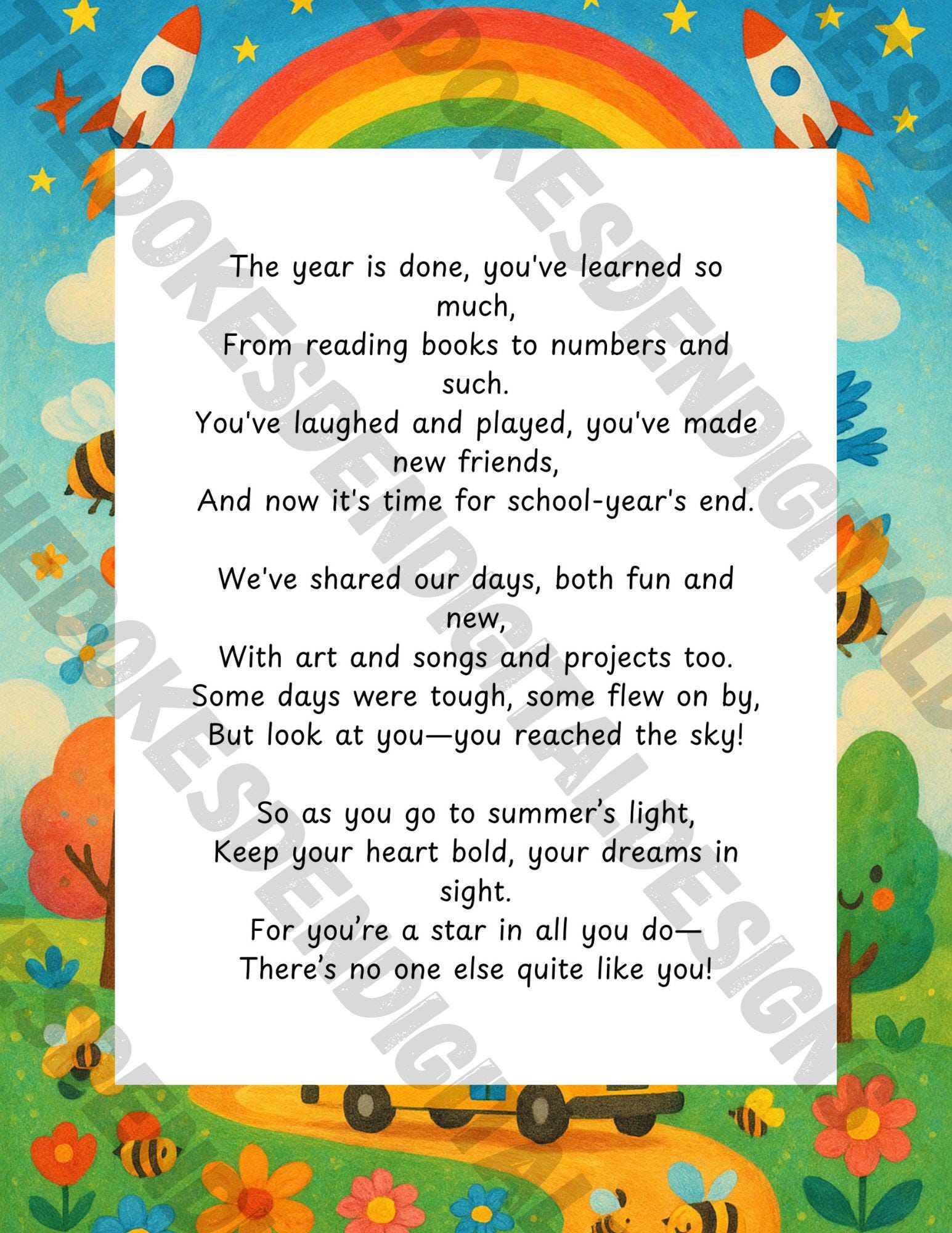 Last Day of School Poem Printable | End of Year Student Gift ...