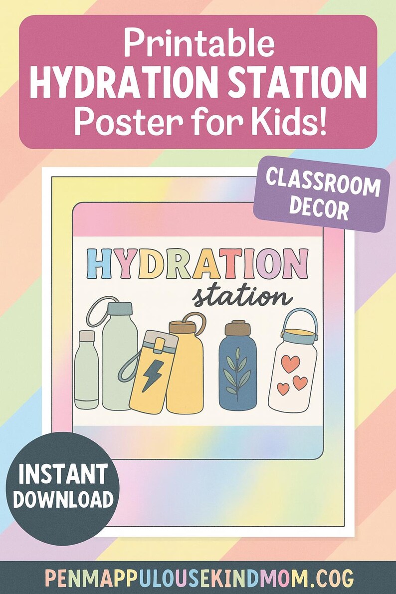 Hydration Station Classroom Poster | Stay Hydrated! Water Bottle Poster ...