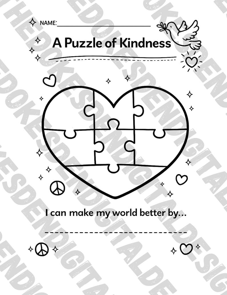 Kindness Puzzle SEL Activity | Printable Worksheet for Kids - Etsy