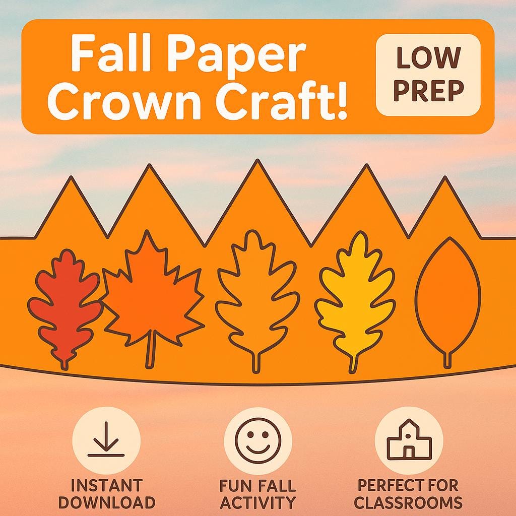 Fall Leaf Paper Crown Craft for Kids | Printable Autumn Headband ...