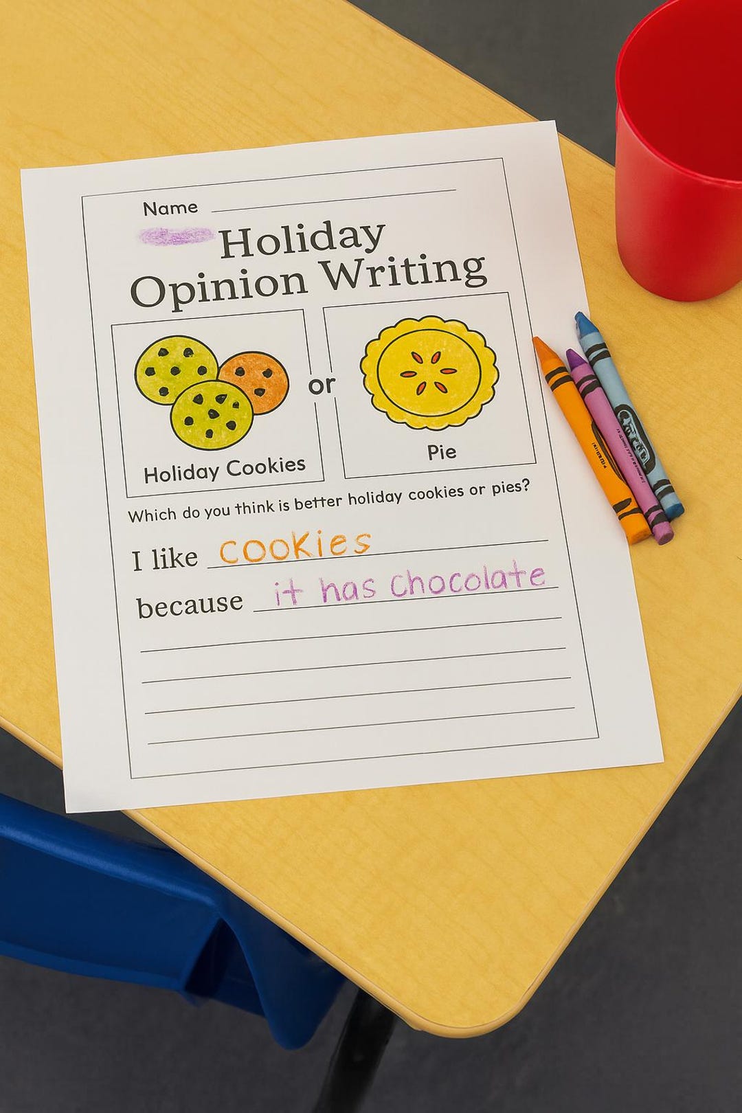 Holiday Opinion Writing Worksheet for Kids - Etsy