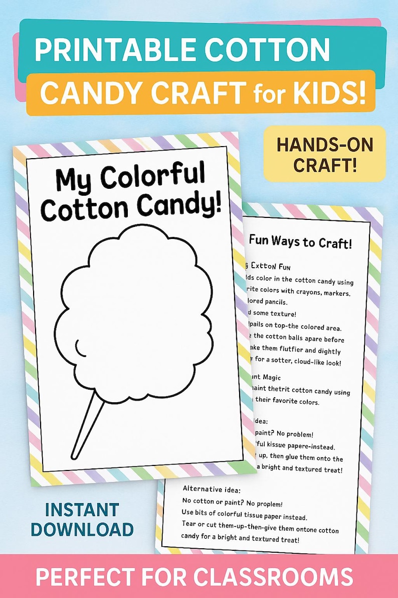 Fluffy Cotton Candy Craft – No-prep Summer Activity for Class or Home ...
