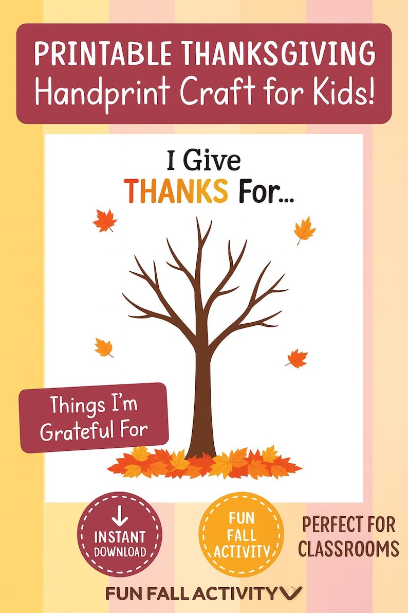 Thanksgiving Gratitude Handprint Tree – Preschool & Daycare Craft - Etsy