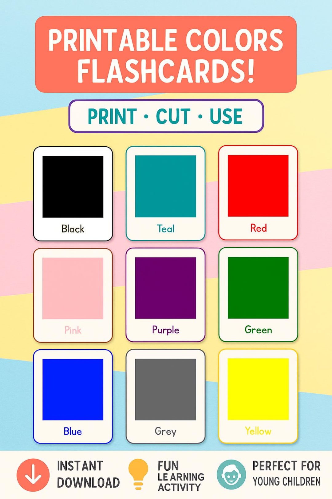 Printable Flashcards. Learning Colors. Toddler Flashcards. Preschool ...