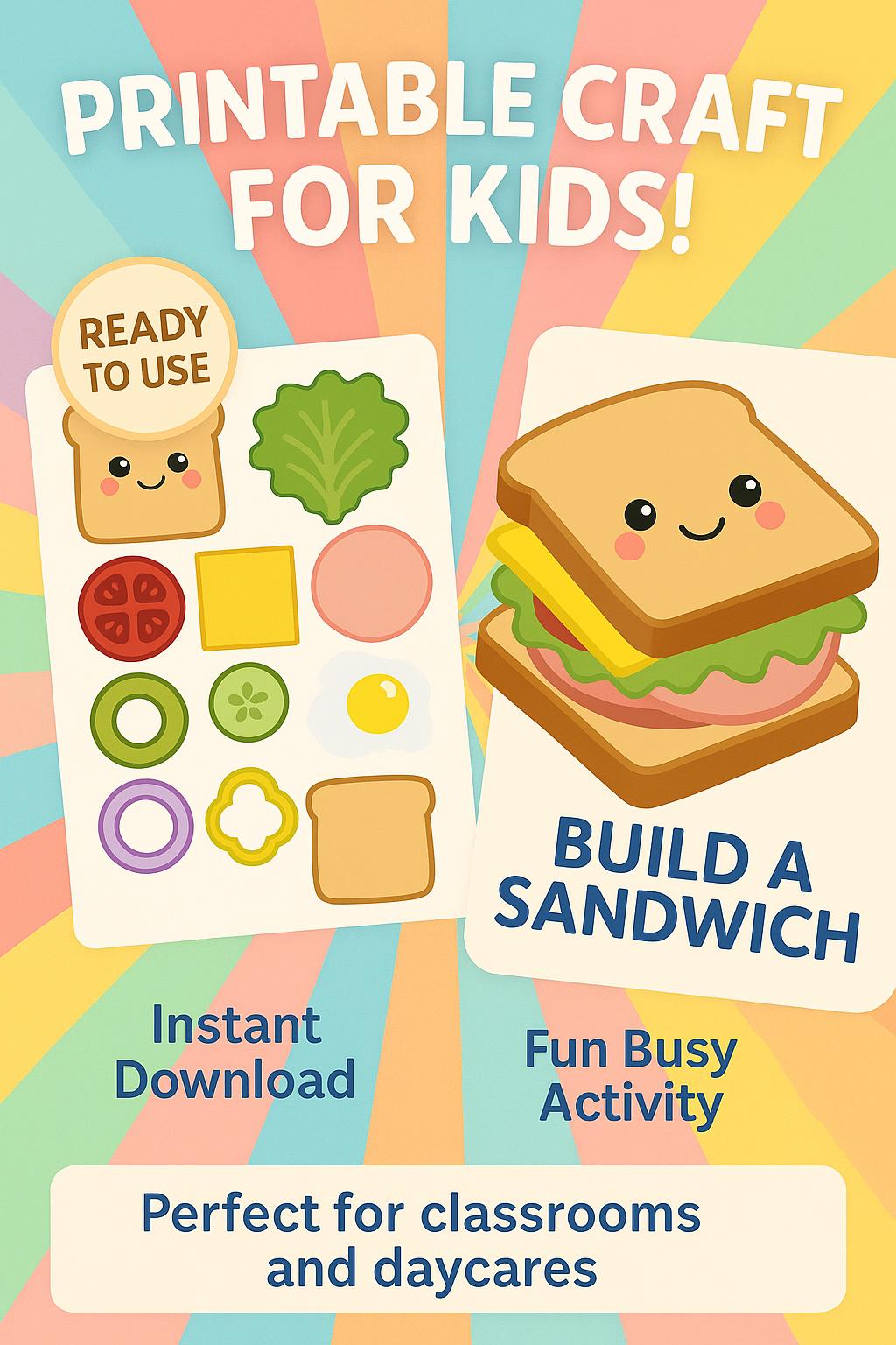 Build a Sandwich Printable Craft for Kids – Fun Busy Bag for Classrooms ...