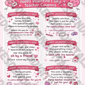 Printable Valentine’s Day Teacher Coupons | Classroom Rewards | No Prep ...
