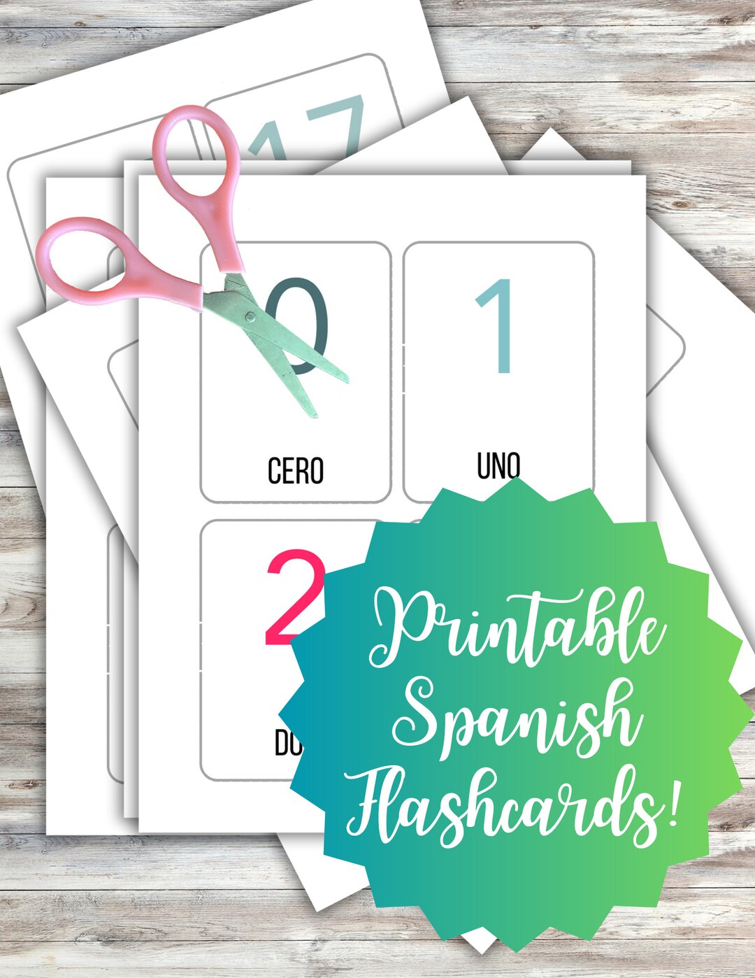 Spanish Numbers Flashcards: Printable Language Learning (digital ...