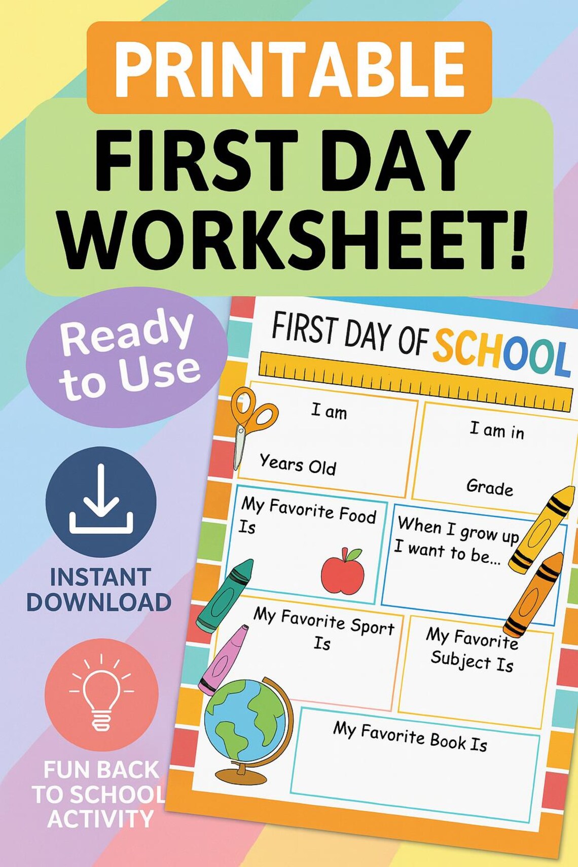 First Day Get to Know Me Printable | Fun First Day of School ...