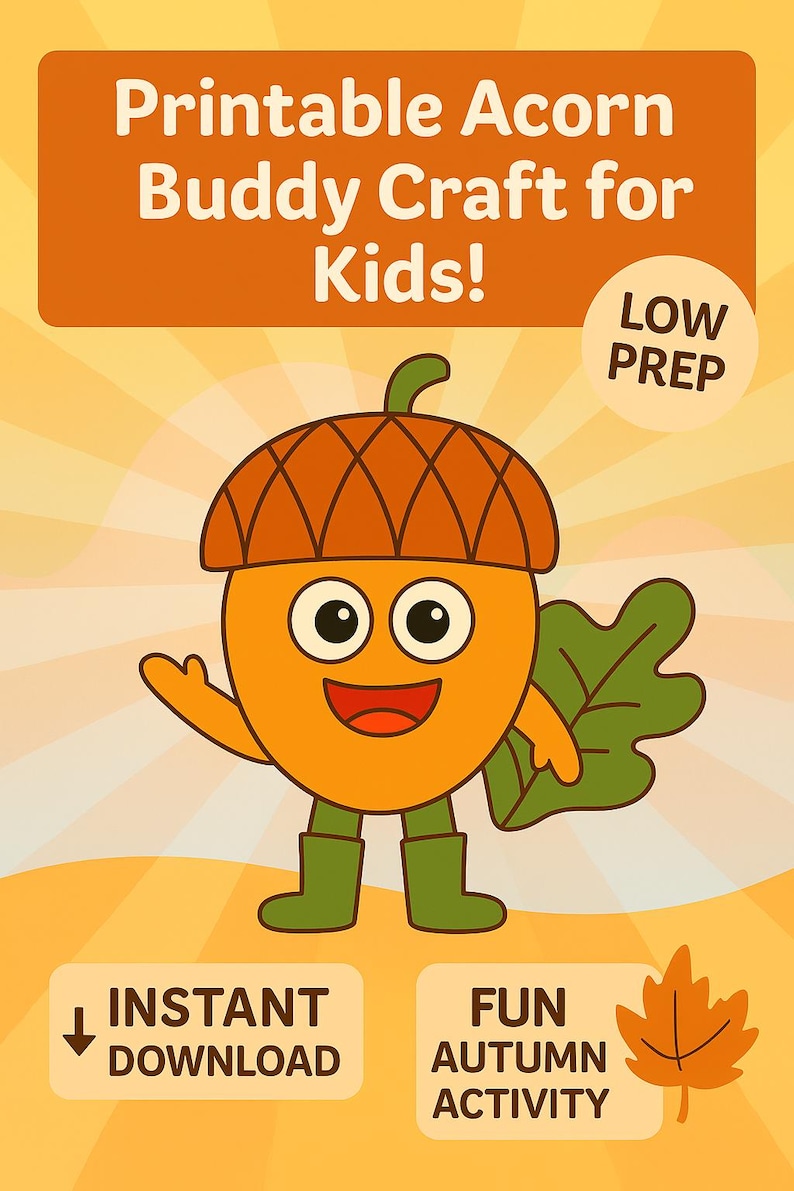 Printable Acorn Buddy Craft | Fall Cut & Paste Activity for Kids - Etsy
