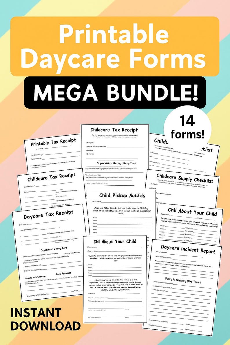 Daycare Forms Pack | Childcare Printable Documents & Templates for ...