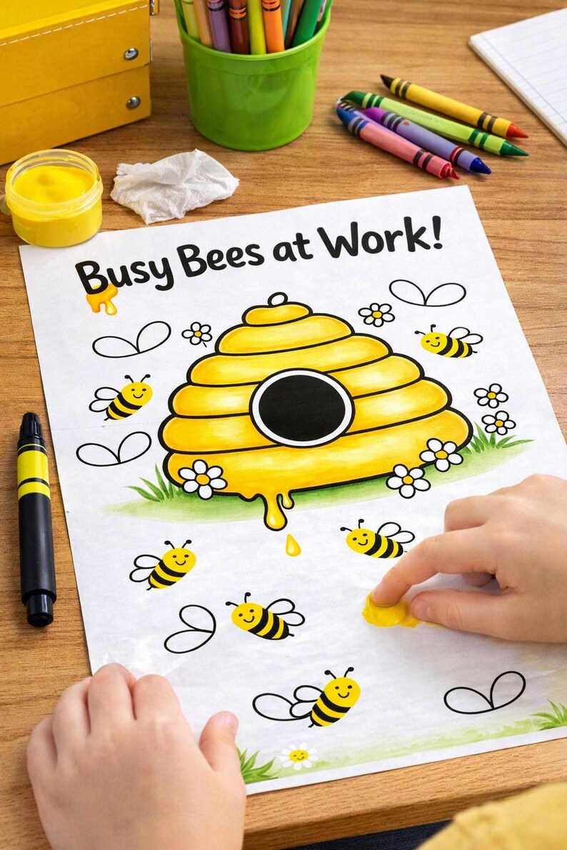 Busy Bees Fingerprint Craft | Kids Spring Preschool Activity (digital ...