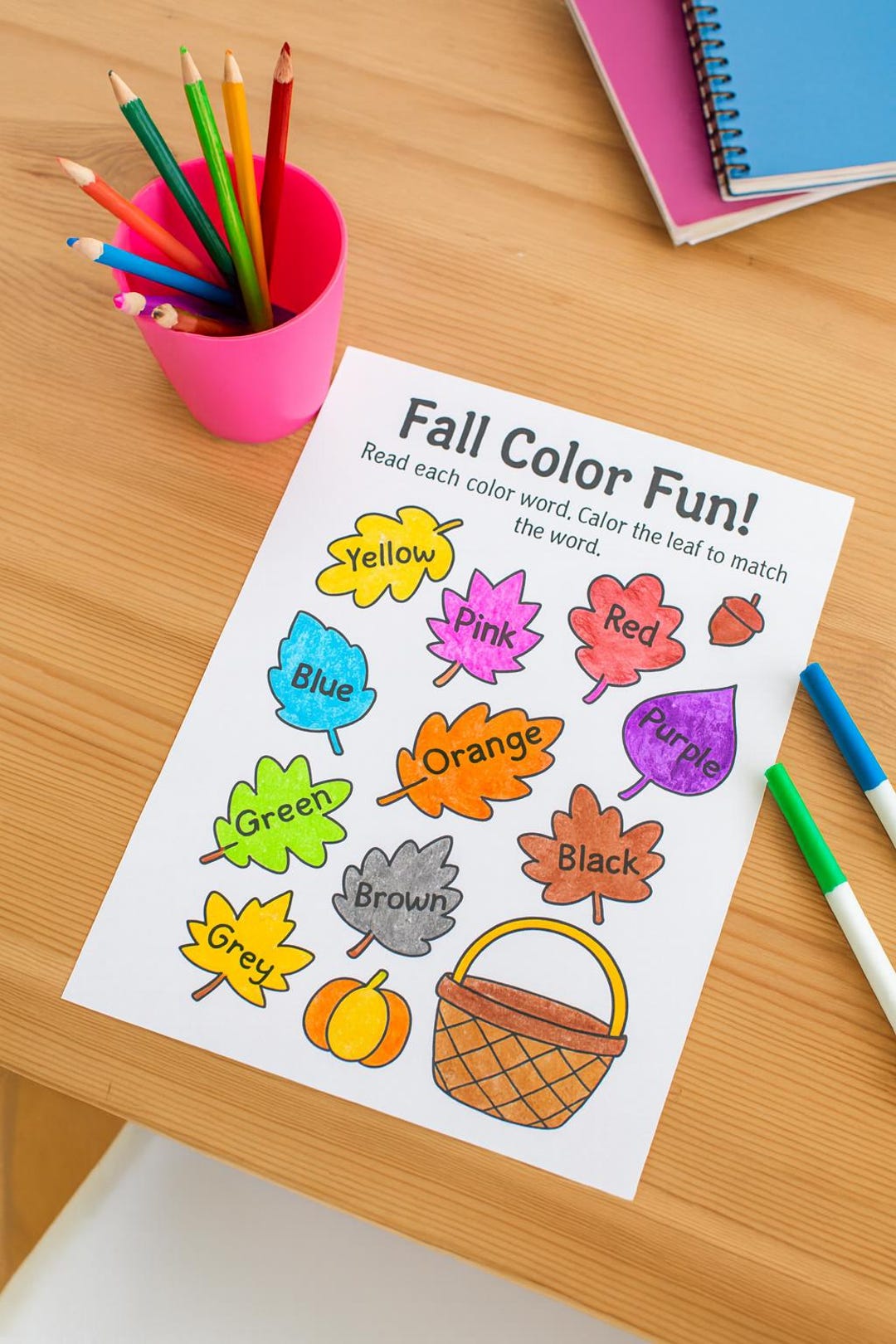 Printable Fall Color Fun Worksheet | Color Recognition Activity for ...