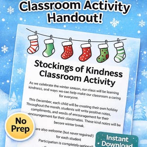 Kindness Stocking Classroom Activity | Parent Handout - Etsy