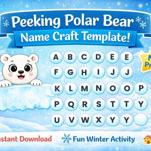 Peeking Polar Bear Name Craft | Winter Name Activity for Preschool ...