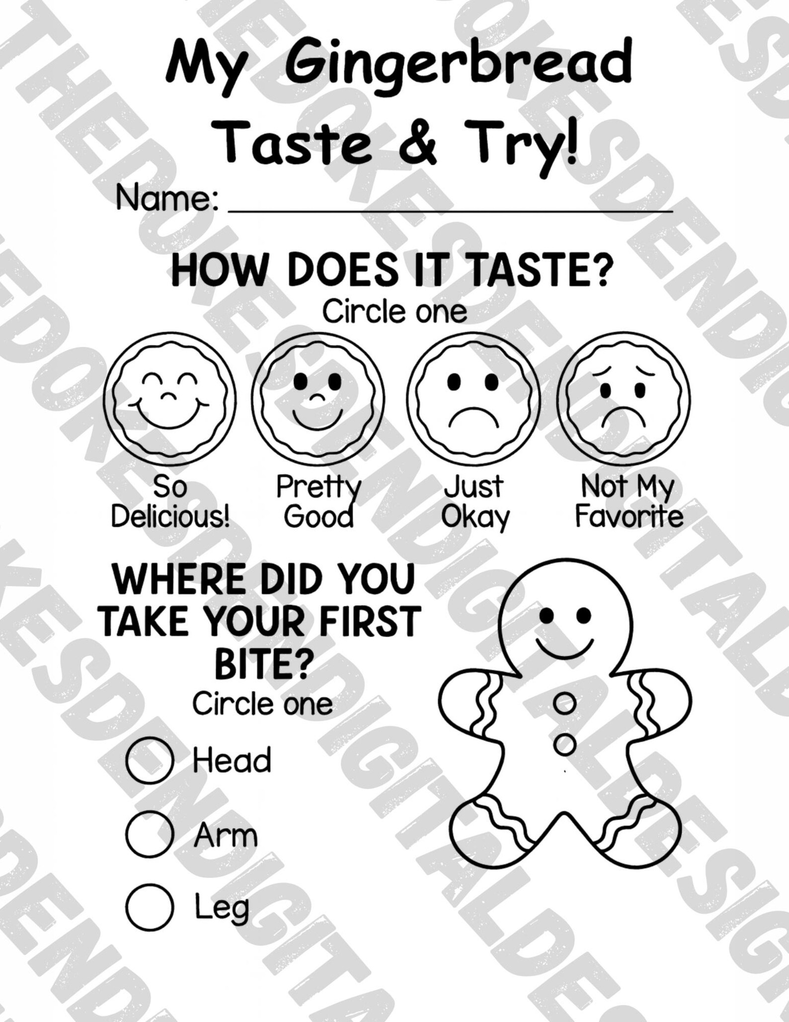 Gingerbread Taste & Try Worksheet | Cookie Taste Test Activity ...