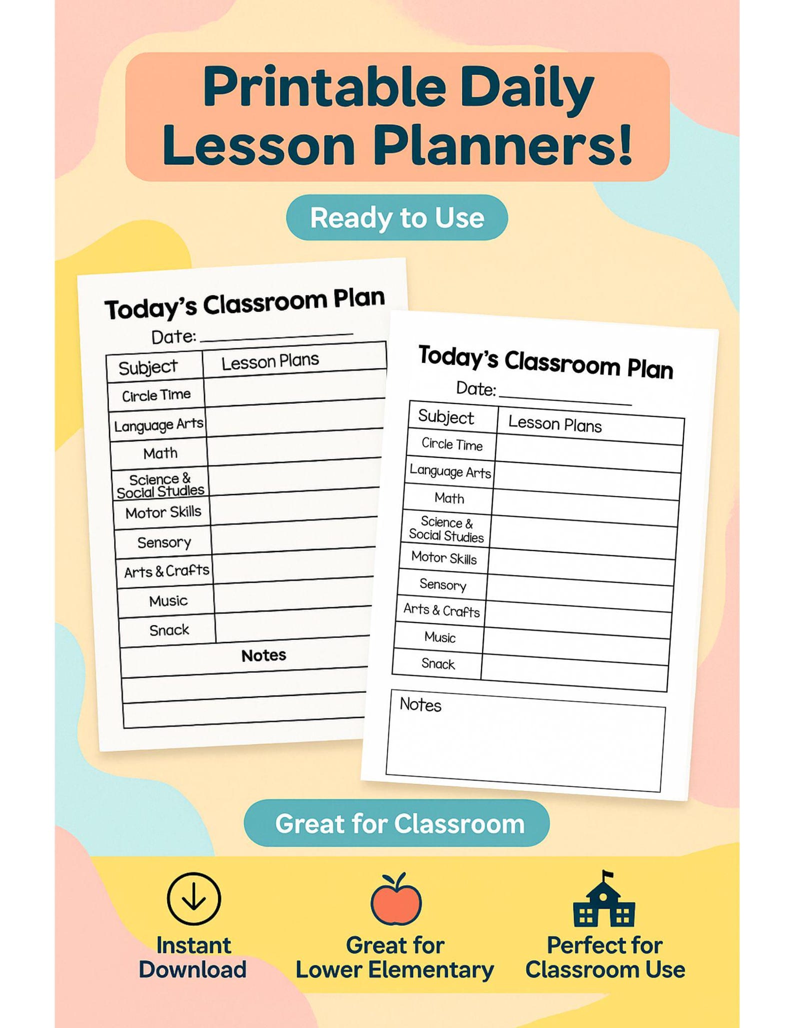 Preschool & Kindergarten Daily Lesson Plan Template (printable Digital ...