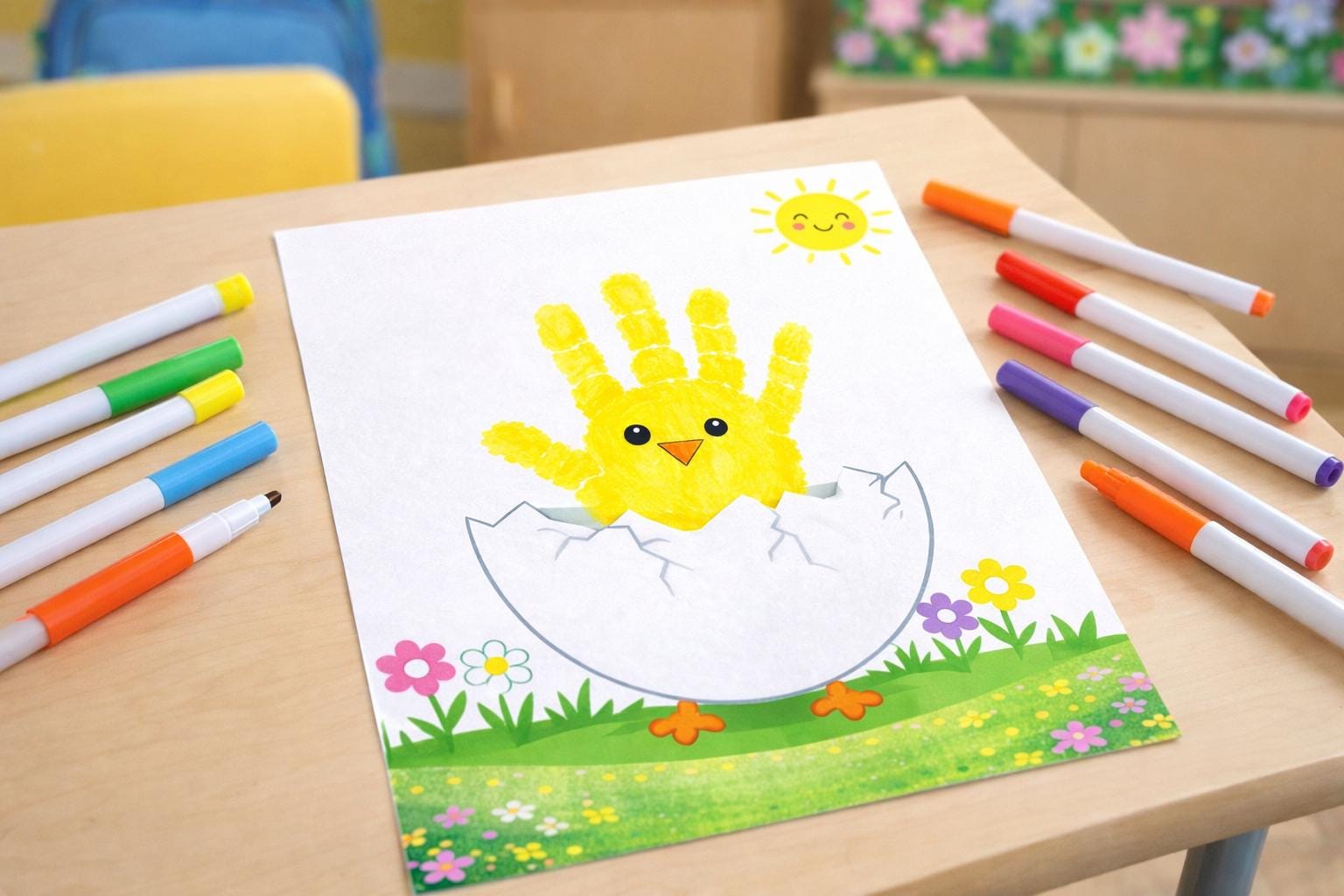 Spring Chick Handprint Art | Easter Craft, Preschool Activity (PDF ...