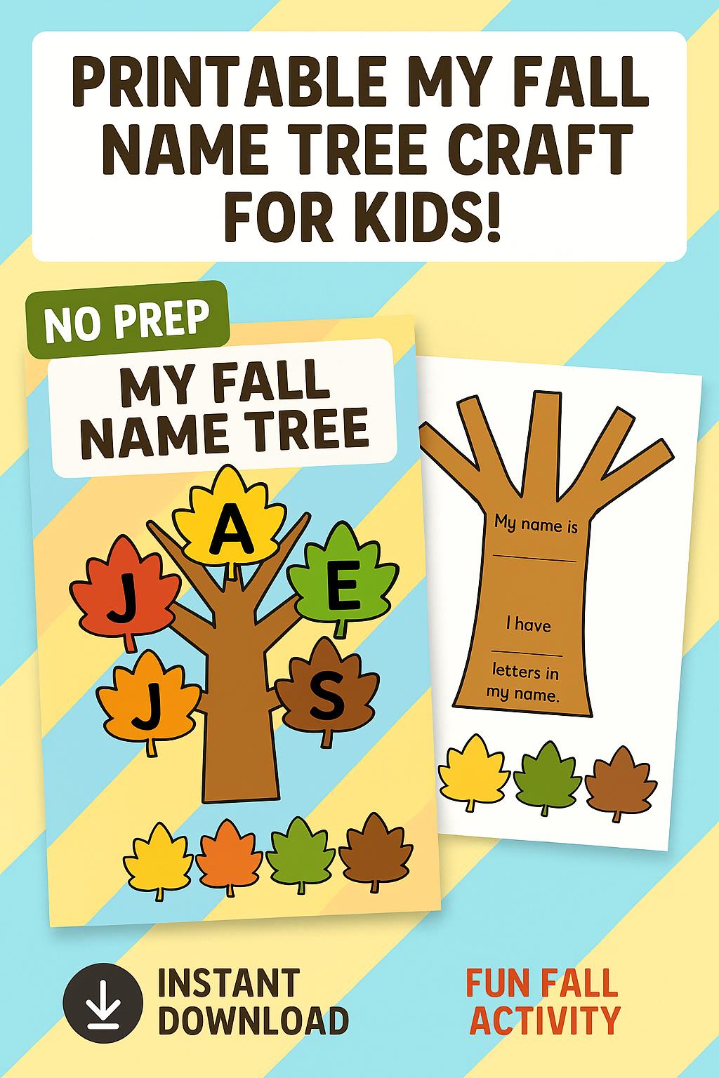 Fall Name Tree Craft: Kids' Learning Activity (printable Download - Etsy