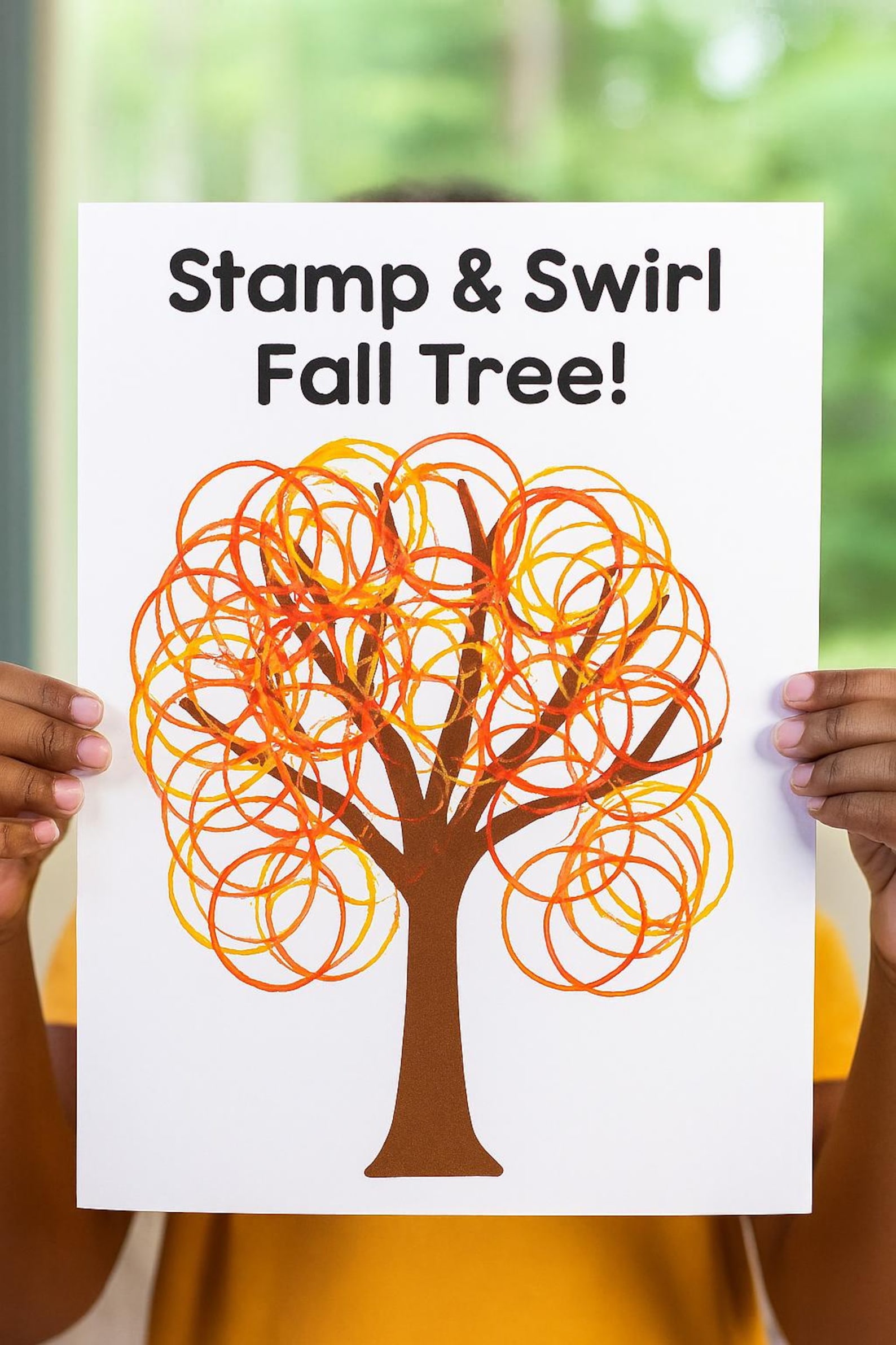 Fall Tree Painting Craft for Kids: Stamp & Swirl Activity (printable ...
