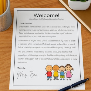 Printable Special Education Teacher Welcome Letter: SPED Edition (PDF ...