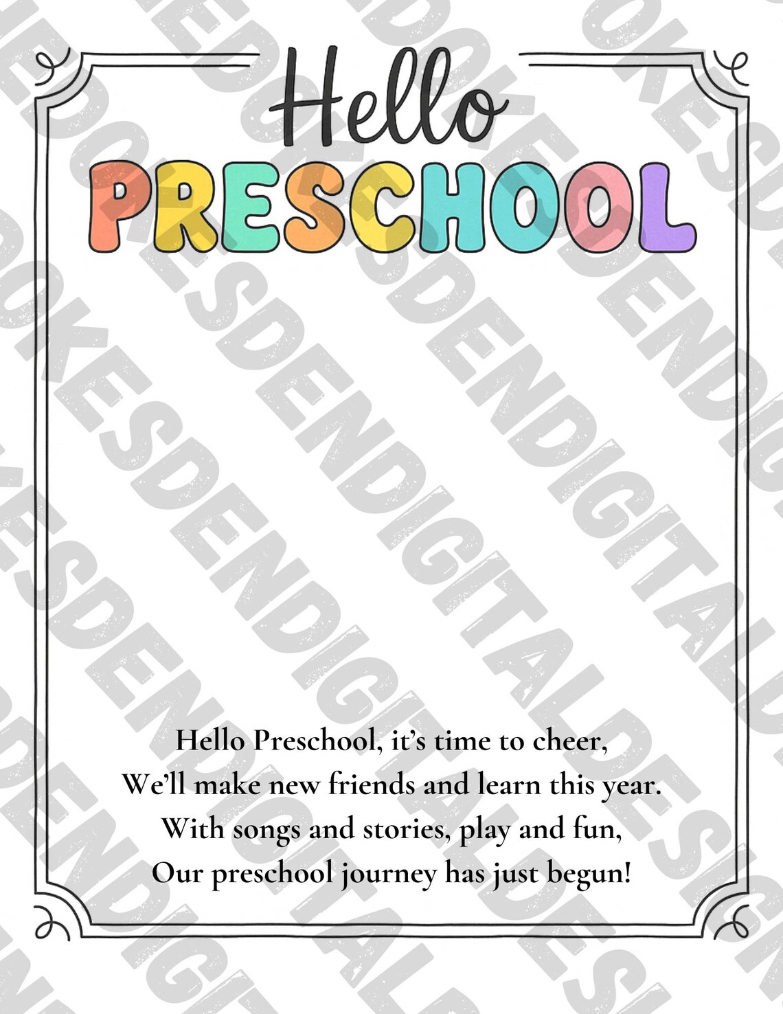 Hello Preschool Handprint Poem Craft – Back to School Keepsake for Kids ...