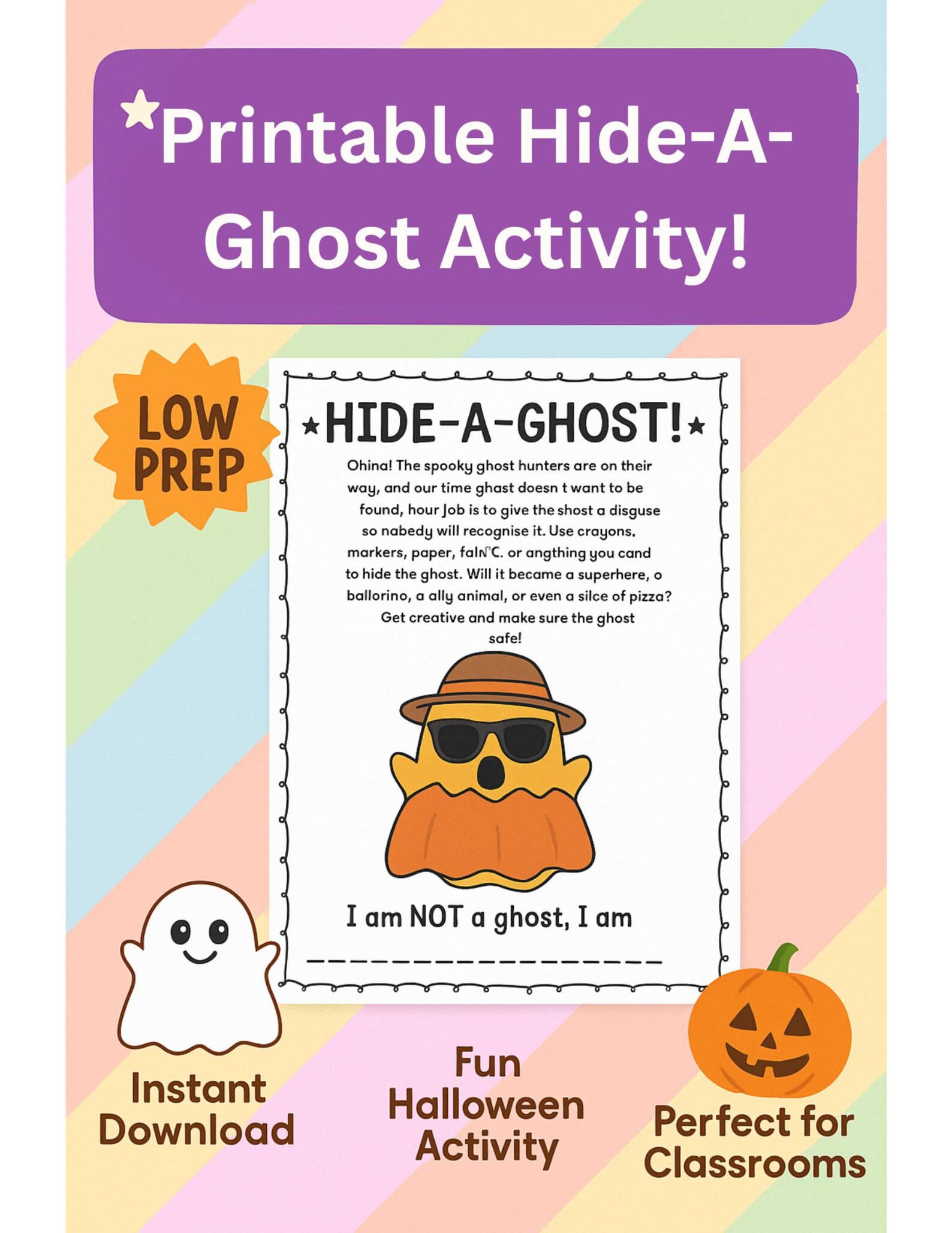 Disguise a Ghost Halloween Worksheet | Low Prep School Craft - Etsy