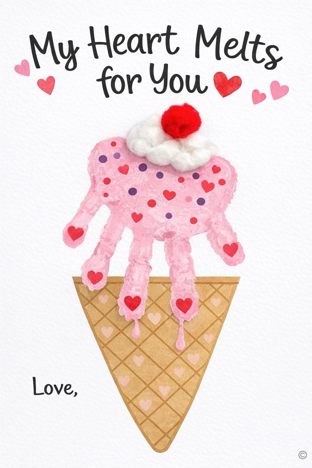 My Heart Melts for You Handprint Craft – Valentine Ice Cream Activity ...