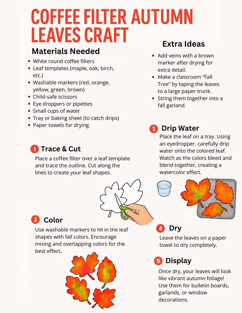 DIY Fall Leaves Craft | Coffee Filter Autumn Leaf Project for ...