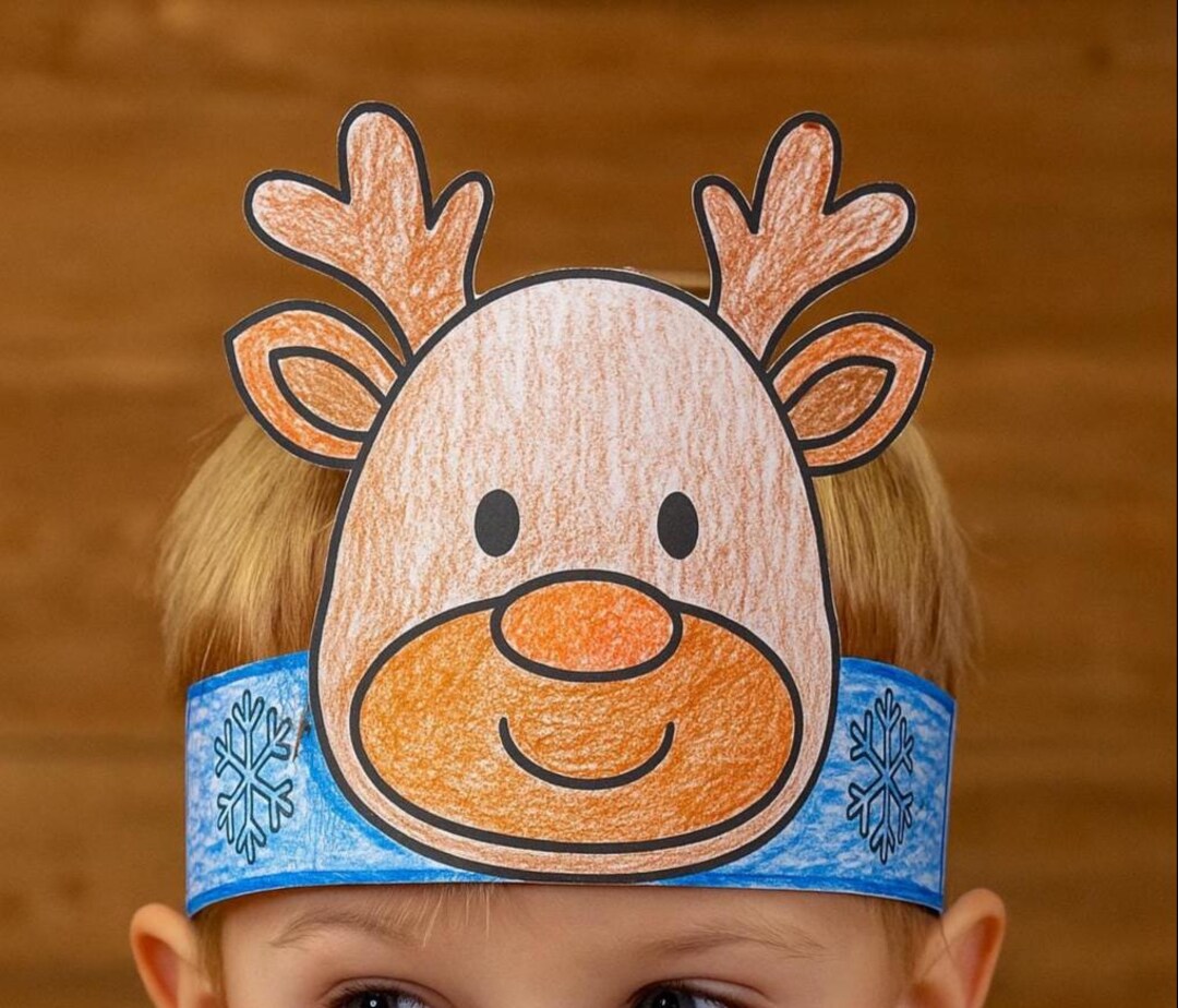 Reindeer Paper Crown Craft | Christmas Headband Printable for Kids ...