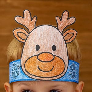 Reindeer Paper Crown Craft | Christmas Headband Printable for Kids ...