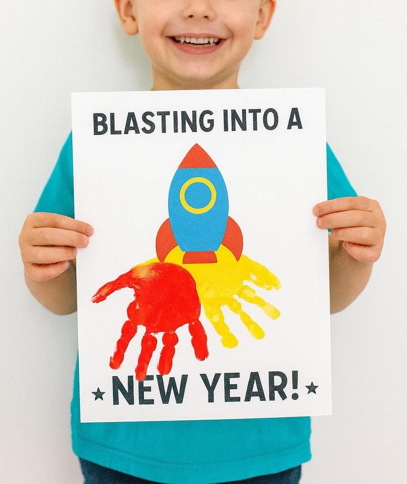Blasting Into a New Year! Rocket Handprint Craft – Fun Back to School ...