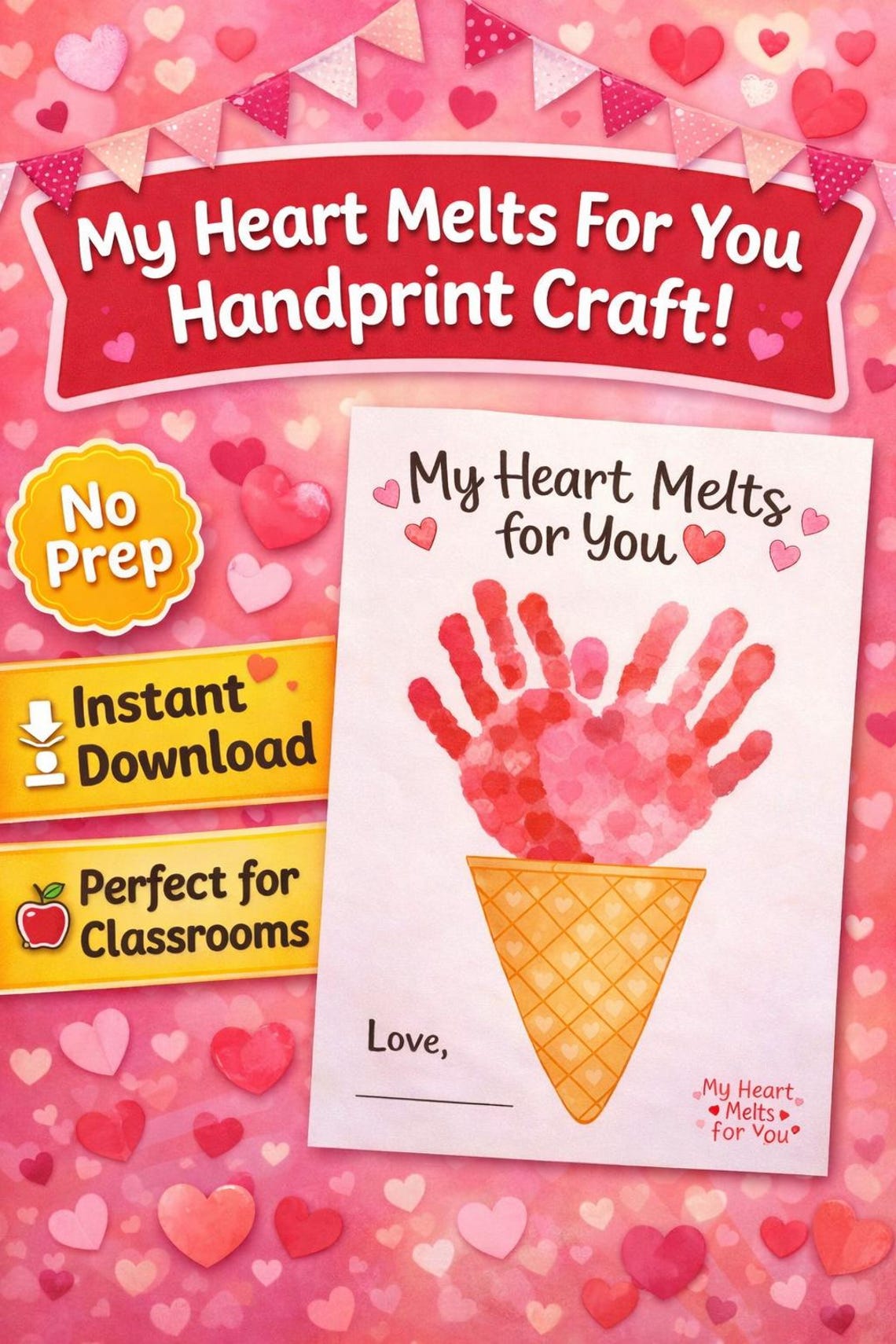 My Heart Melts for You Handprint Craft – Valentine Ice Cream Activity ...