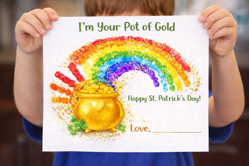 St. Patrick's Day Handprint Rainbow Craft | Pot of Gold Keepsake (PDF ...
