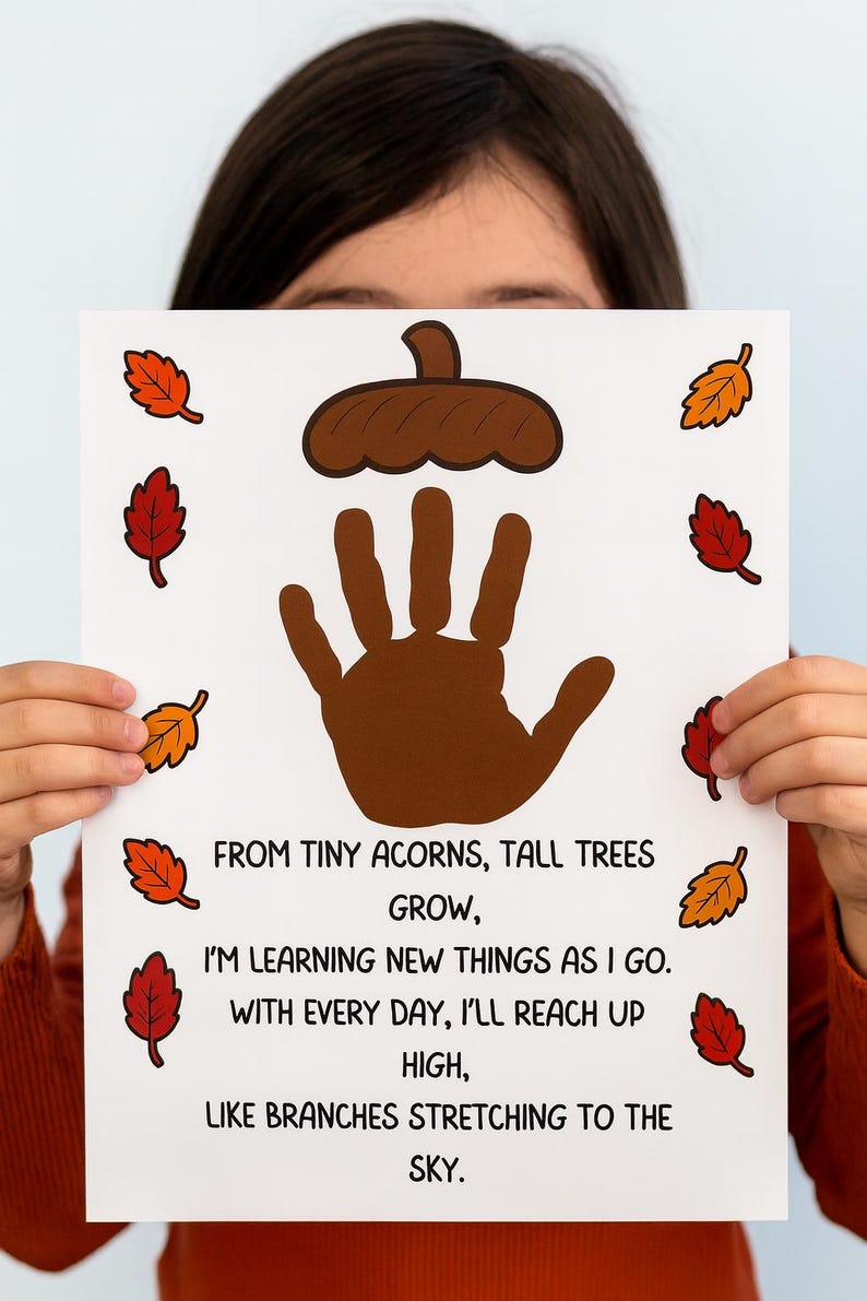 Printable Little Acorn Handprint Craft | Fall Classroom & Home Activity ...