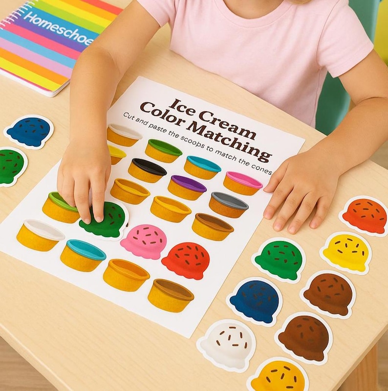 Ice Cream Color Sorting Game: Printable Learning Activity (PDF Download ...