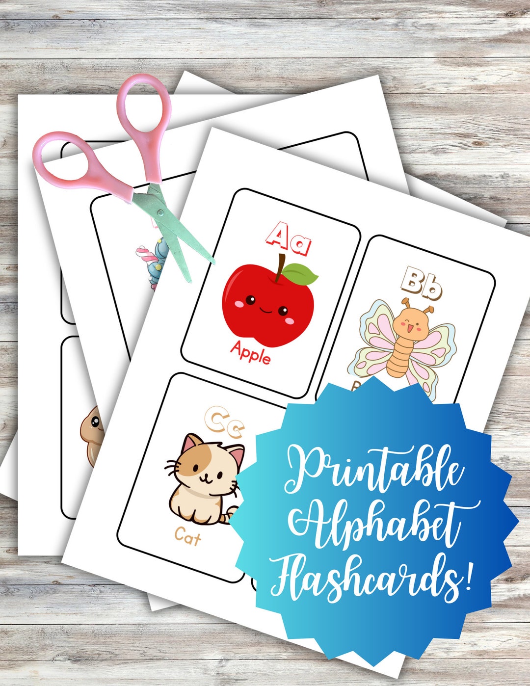 Printable Alphabet Flashcards: Educational Toddler Cards (digital ...