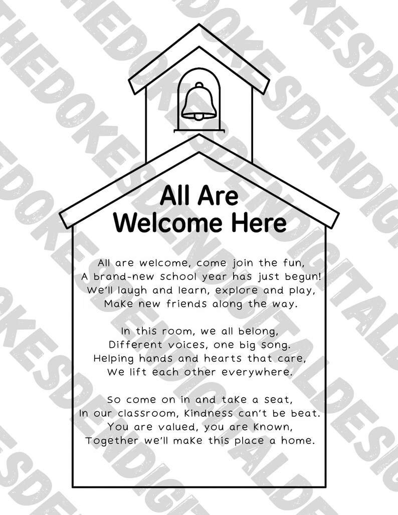 Classroom Poem Printable: All Are Welcome Here - Schoolhouse Decor (PDF ...