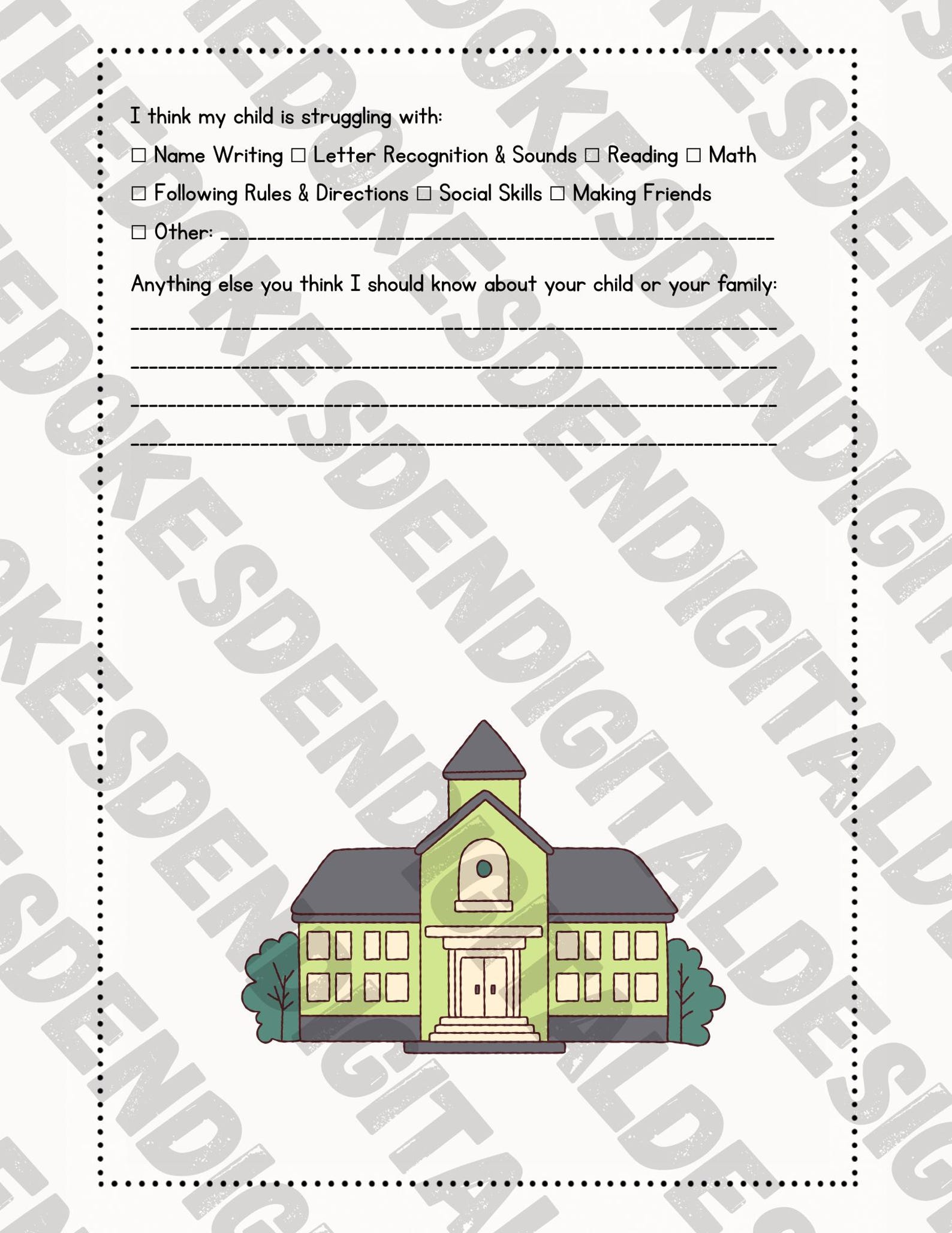 Back to School Parent Survey Printable: Getting to Know Your Student ...
