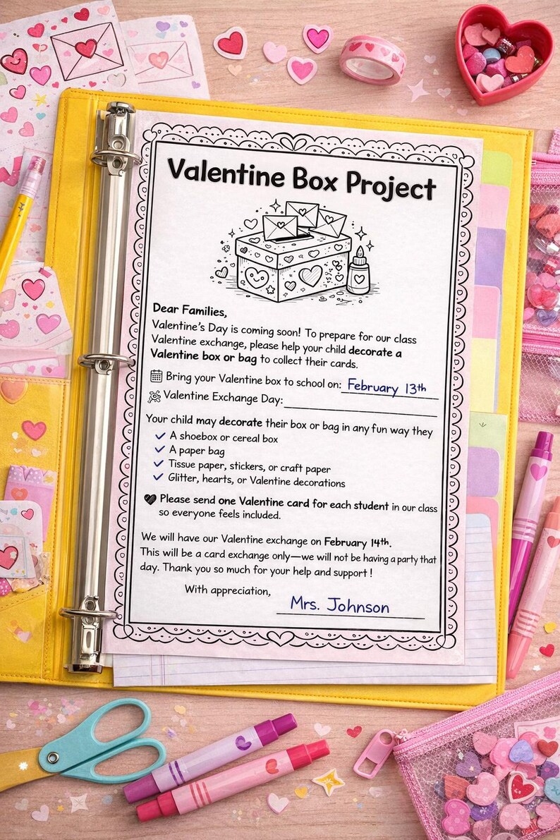 Valentine Box Project Classroom Handout - Etsy