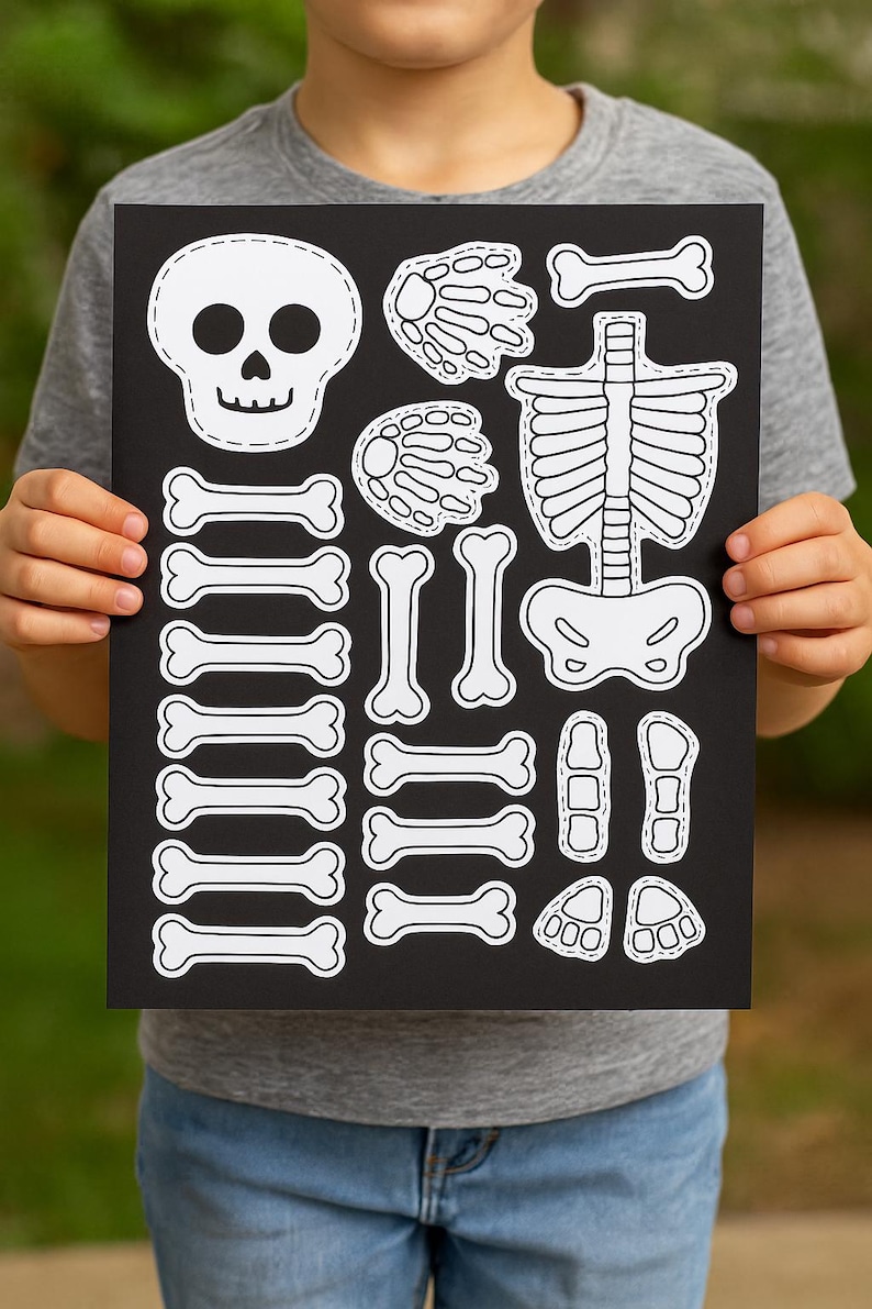 Printable Skeleton Craft: Cut & Paste Halloween Activity (digital ...
