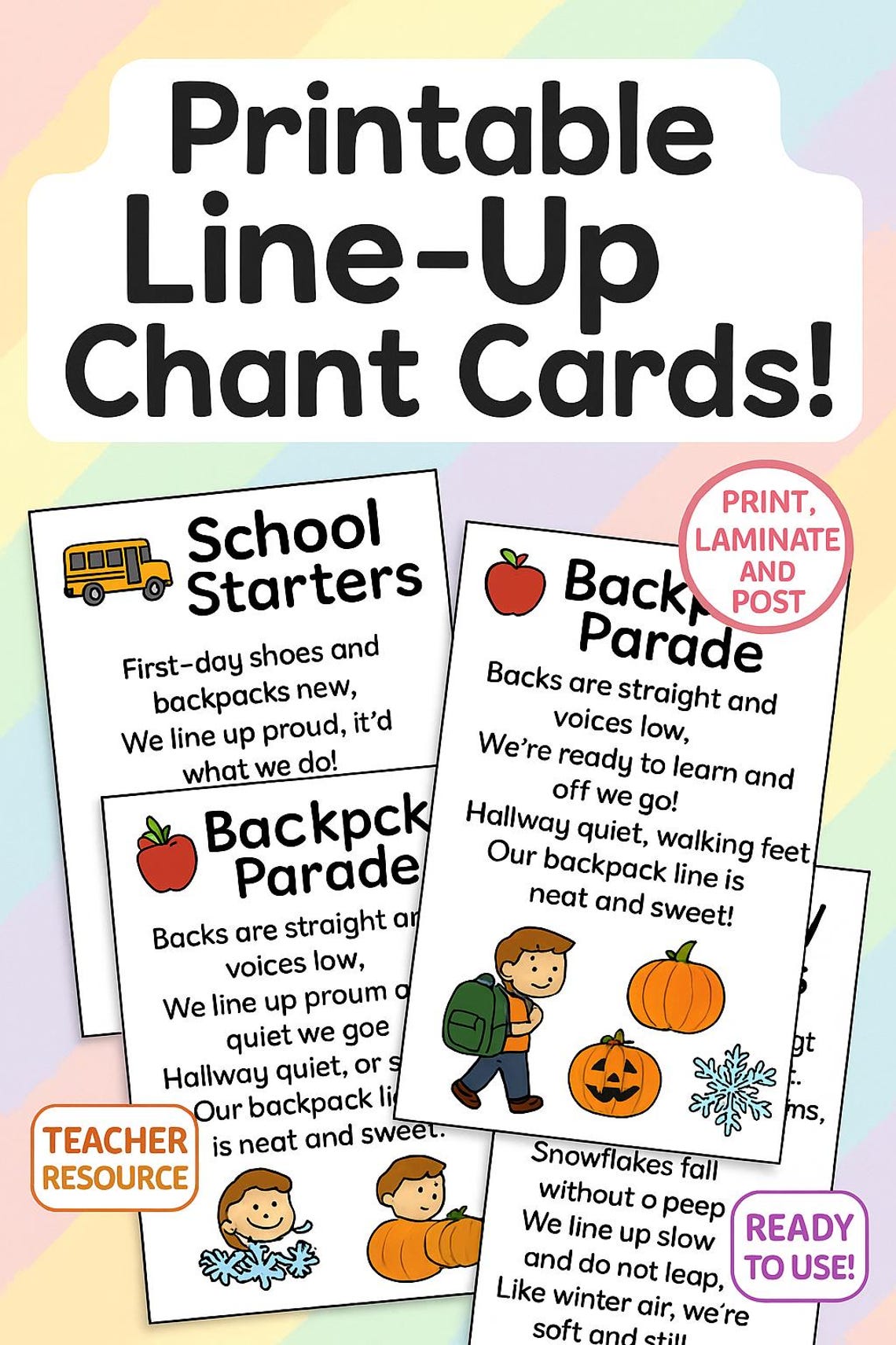 Classroom Line-up Chant Posters: Seasonal Poems for Calm Transitions - Etsy
