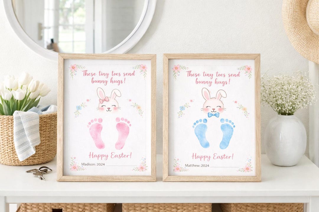 Easter Bunny Footprint Craft | Baby Toddler Keepsake Art (PDF Download ...