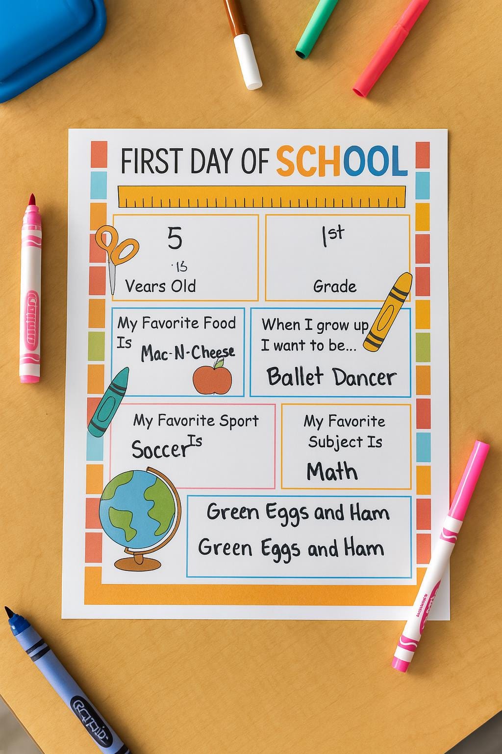 First Day Get to Know Me Printable | Fun First Day of School ...