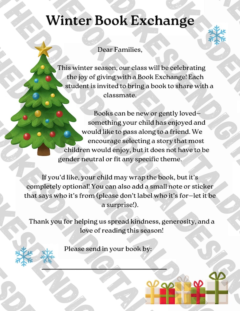 Winter Book Exchange Letter for Families | Classroom Holiday Reading ...