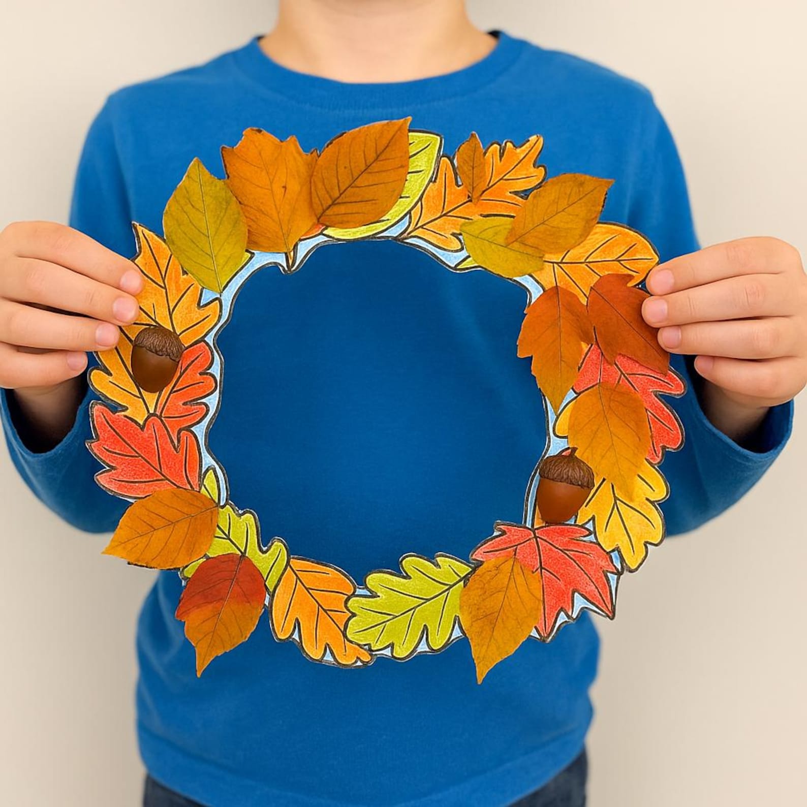 DIY Fall Wreath Craft Template | Fun Autumn Leaf Activity for Preschool ...