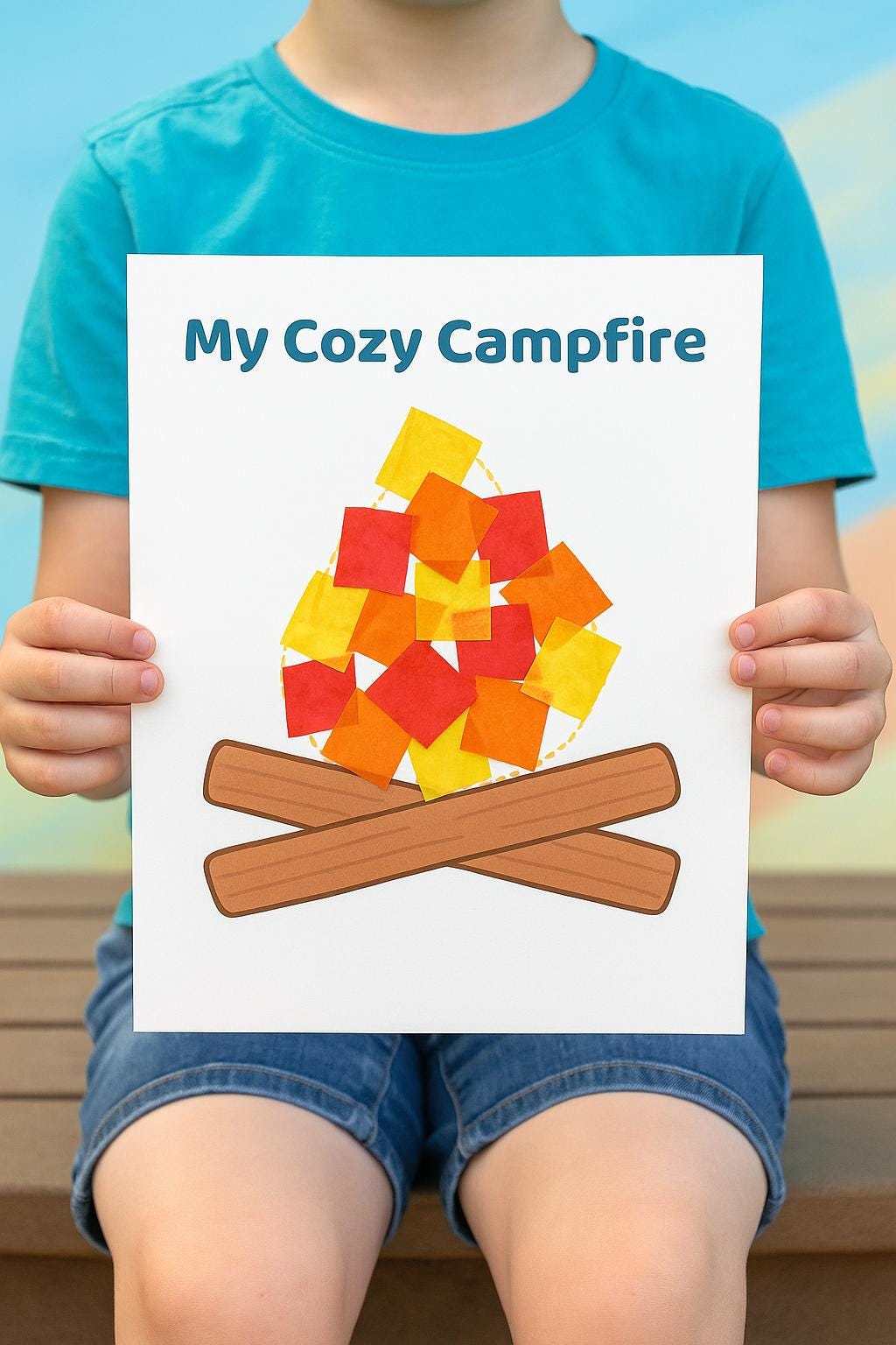 Printable Campfire Craft: Summer Tissue Paper Art Activity (PDF & PNG ...