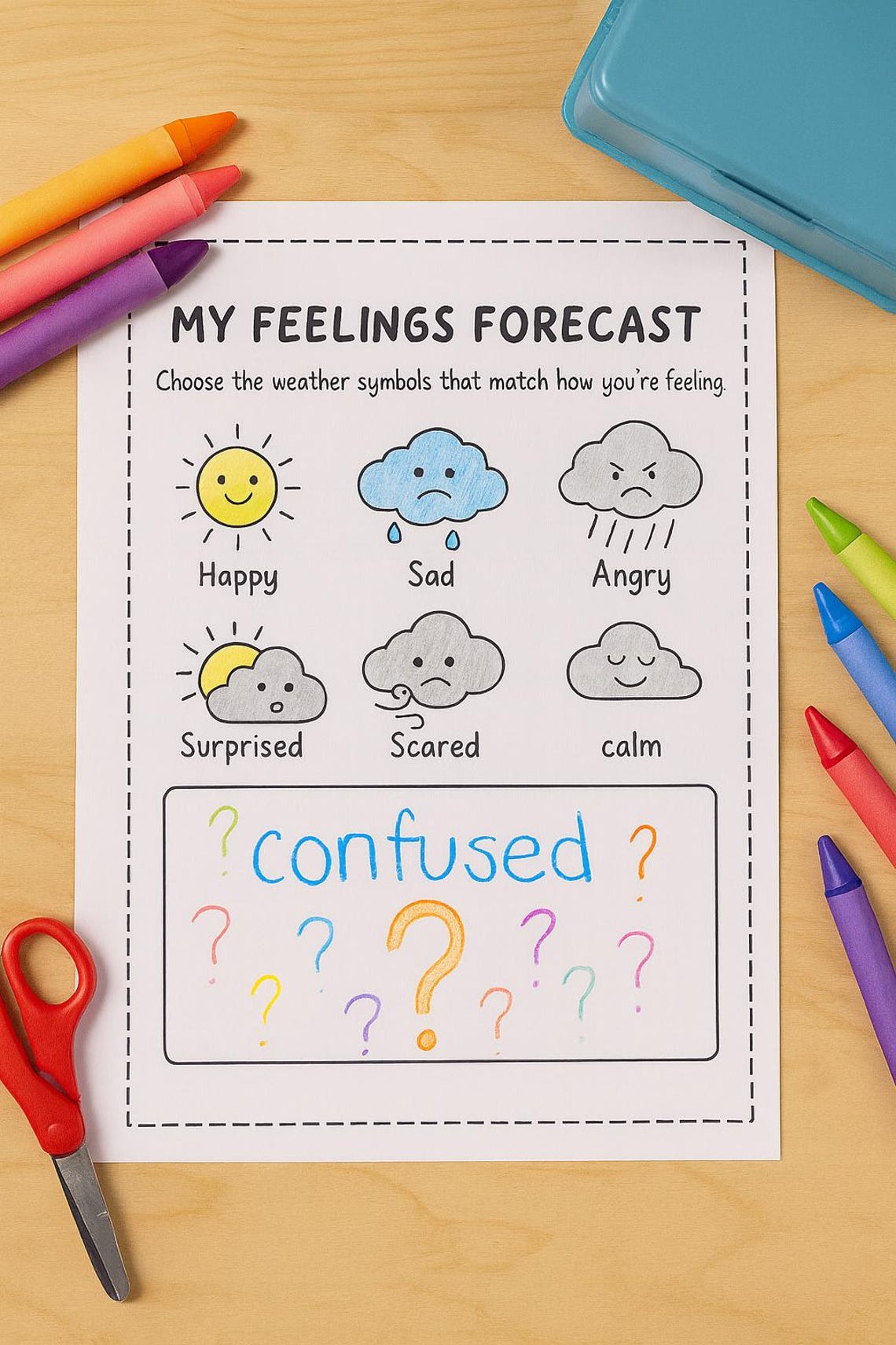 Feelings Forecast Worksheet: Weather Emotions Chart, SEL Activity (PDF ...