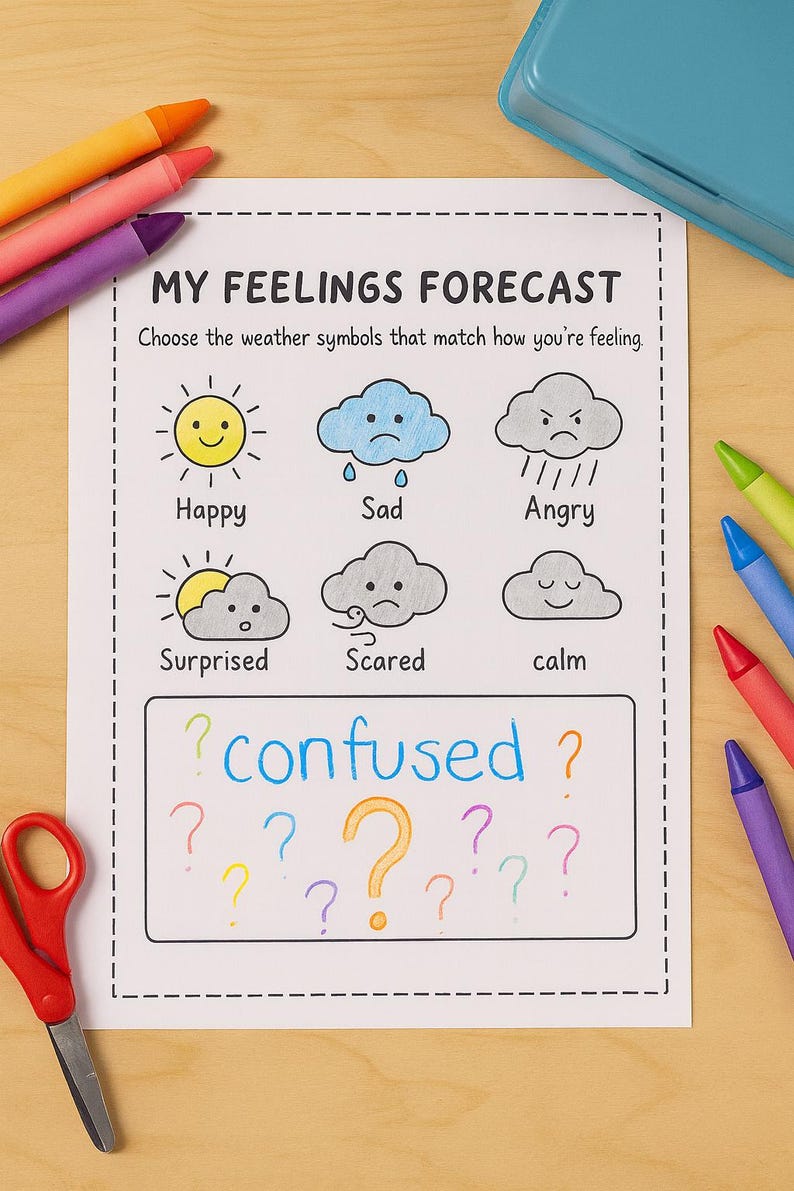 Feelings Forecast Worksheet: Weather Emotions Chart, SEL Activity (PDF ...