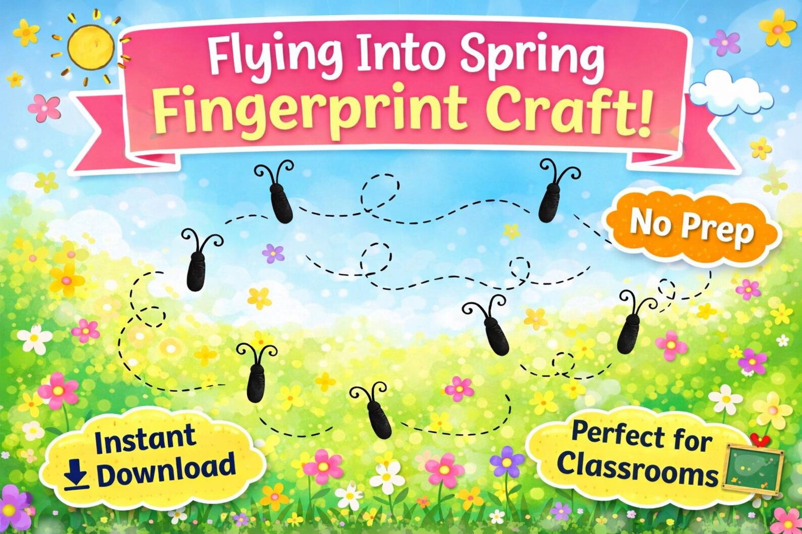 Flying Into Spring Fingerprint Butterfly Craft | No Prep Spring ...